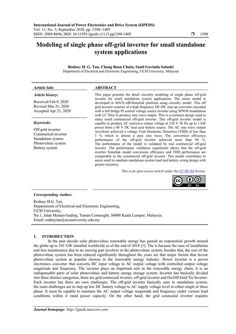 modeling of single phase off grid inverter for small standalone system