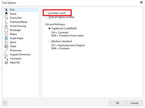 Cursor Options Coreldraw Graphics Suite 2019 For Windows Coreldraw Graphics Suite 2019