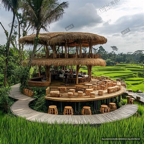 Ai创作图越南园林式咖啡厅 农民休闲场所 巴厘岛特色餐厅 休闲茅草亭 茅草餐厅 户外餐厅竹林茶馆 旅游户外休闲餐厅 户外特色餐厅 野外休闲餐厅 竹编风格餐厅 竹楼餐厅 茅草屋顶乡村旅游 农家乐