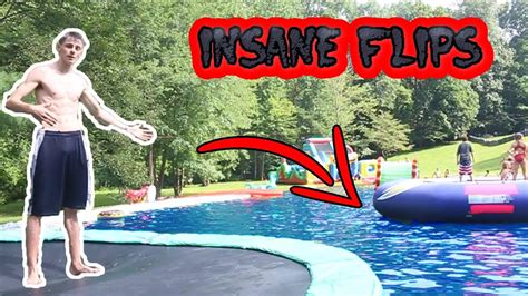 Trampoline Flips Into Stephen Sharers Huge Pond Insane Youtube