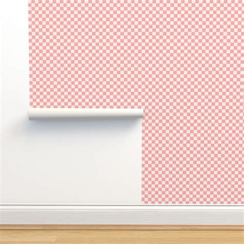 Spoonflower Wallpaper Pink Retro Hot Pink Playful Checker Checkerboard Bubblegum Bright Pink