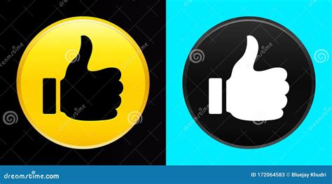 Thumbs Up Like Icon Flat Exclusive Button Set Stock Vector Illustration Of Communication