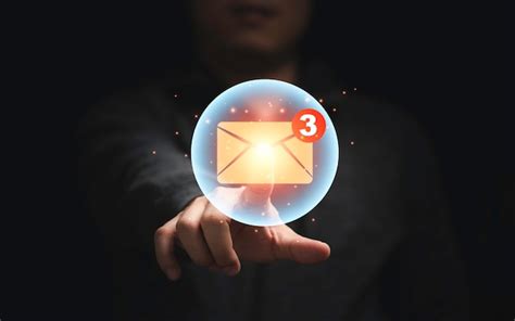 Premium Photo Businessman Touching With Virtual Yellow Newsletter For Electronic Mail Or E