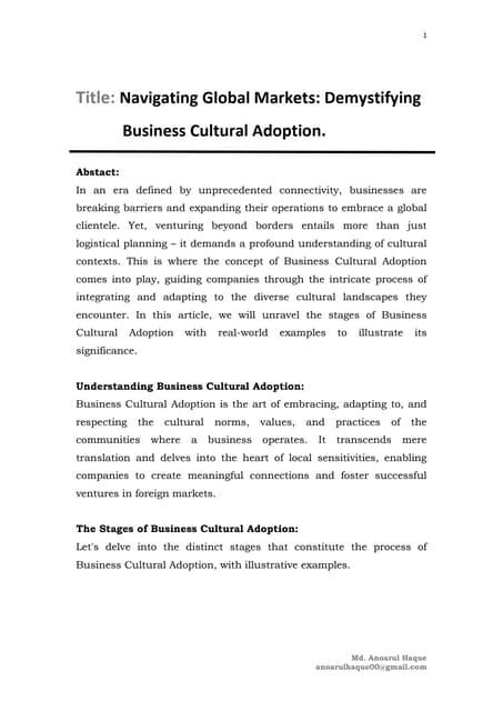 Navigating Global Markets Demystifying Business Cultural Adoptionpdf