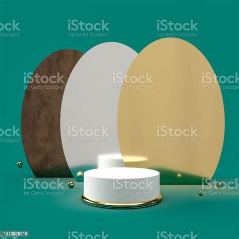 파란색 배경에 고급 배경을 가진 원형 연단의 3d 렌더링 쇼 제품 또는 프리젠 테이션을위한 3d 최소 개념 0명에 대한 스톡 사진 및 기타 이미지 Istock