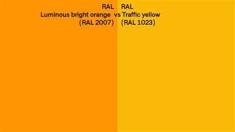 RAL Luminous Bright Orange Vs Traffic Yellow Side By Side Comparison