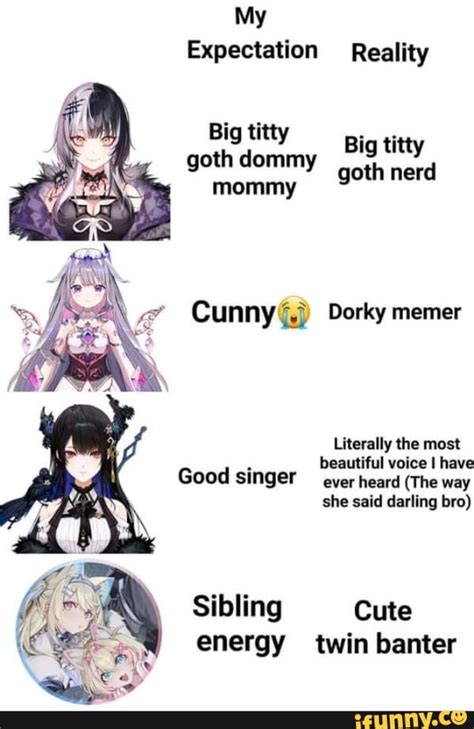 My Expectation Reality Big Titty Big Titty Goth Dommy Goth Nerd Mommy Cunny Dorky Memer