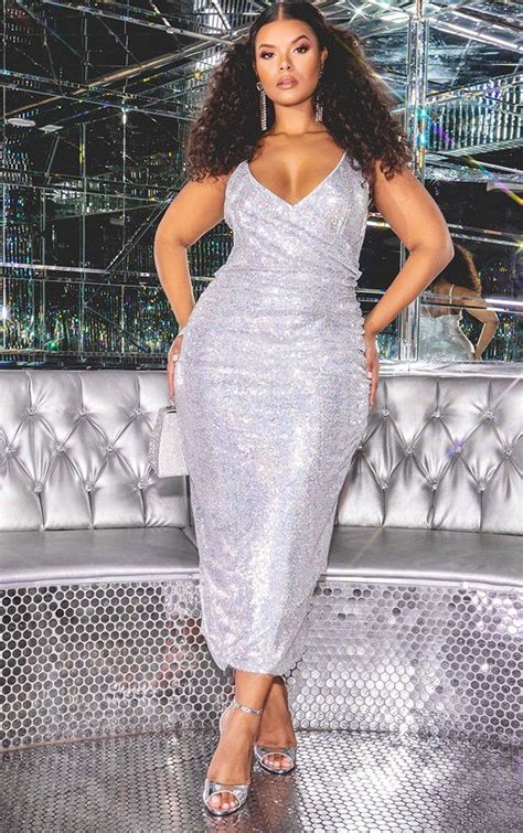 Silver Plus Size Formal Dresses