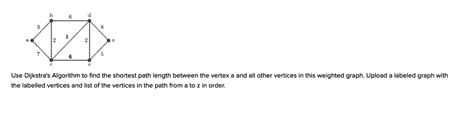 Solved Use Dijkstras Algorithm To Find The Shortest Path Length Between The Vertex And All