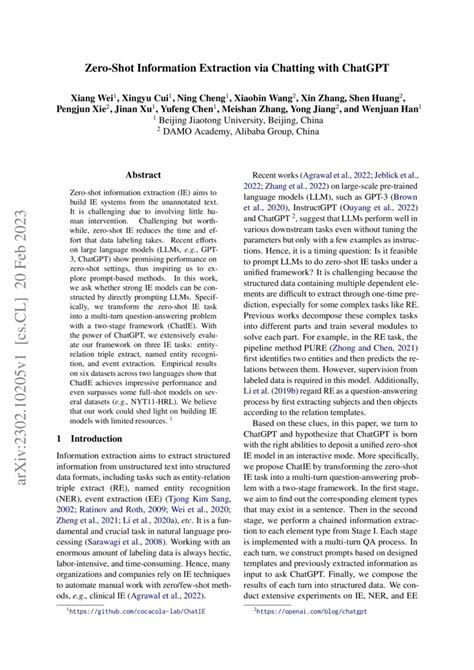 Zero Shot Information Extraction Via Chatting With Chatgpt Deepai