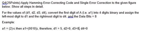 Solved Q425points Apply Hamming Error Correcting Code And