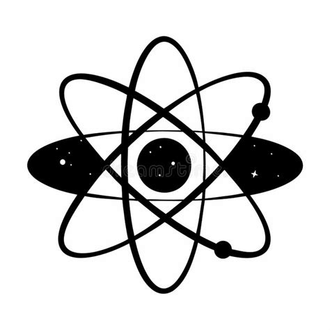 Abstract Design Of An Atom With A Glowing Central Nucleus And Orbiting Electrons Representing