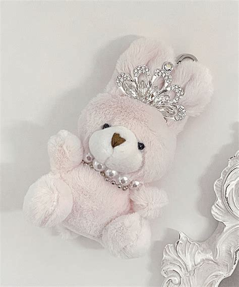 퀸카 버니 인형 키링 토끼인형키링 러블리 모루인형 공주 진주 큐빅 가방고리 열쇠고리 에이블리