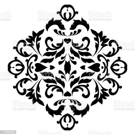 흰색 배경에 클래식 한 스타일의 검은 다마스크 요소 로얄 템플릿 실루엣 벡터 벡터 패턴입니다 프린트 디자인을 위한 로얄 다마스크 요소 0명에 대한 스톡 벡터 아트 및 기타