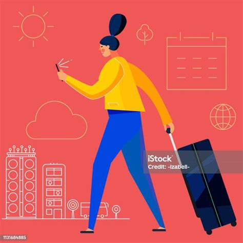 여행 컨셉 배너입니다 트렌디한 캐릭터 디자인 일러스트 가방에 대한 스톡 벡터 아트 및 기타 이미지 가방 개념 개념과 주제 Istock