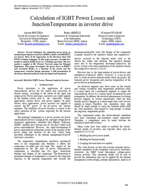 Calculation Of Igbt Power Losses And Junction Temperature In Inverter Drive Pdf Power