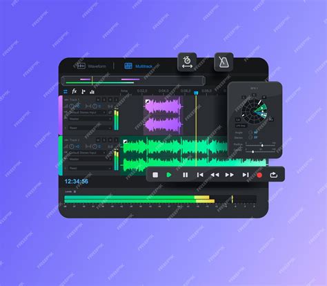 오디오 트랙 믹싱을 위한 프로그램 창 프리미엄 벡터