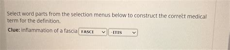 Solved Select Word Parts From The Selection Menus Below To