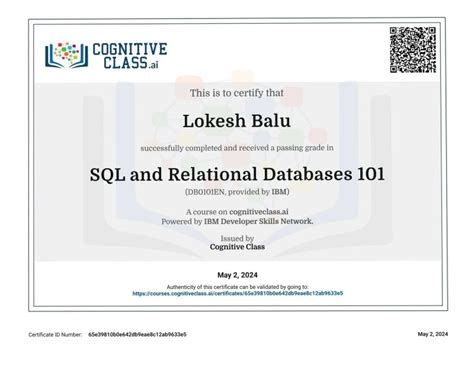 Lokesh B On Linkedin Sql Dataanalytics Ibmcognitiveclass