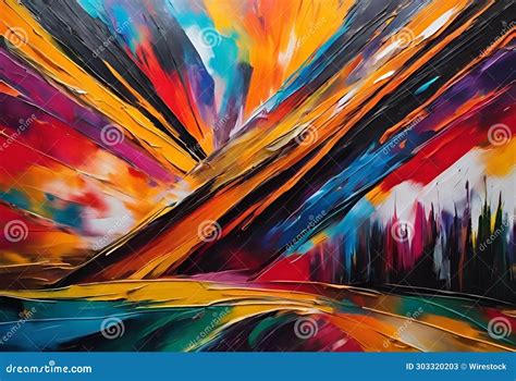Generated Illustration Of An Abstract Artwork With Intersecting Lines And Shapes Stock