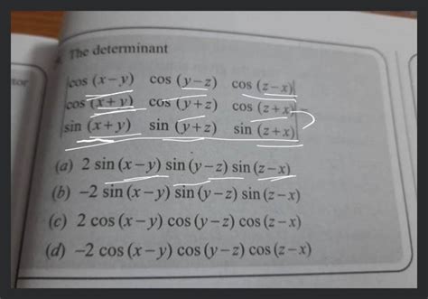 The Determinant Leftbegin Array Ccc Cos X Y And Cos Y Z And Cos