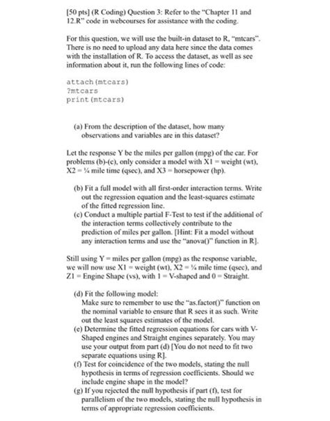 Solved 50 Pts R Coding Question 3 Refer To The Chapter