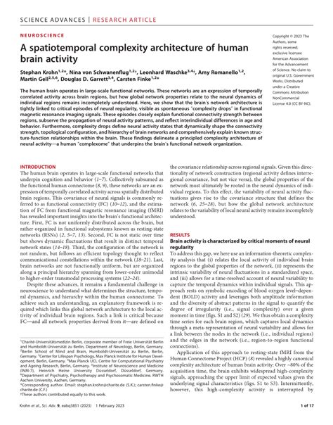 Pdf A Spatiotemporal Complexity Architecture Of Human Brain Activity