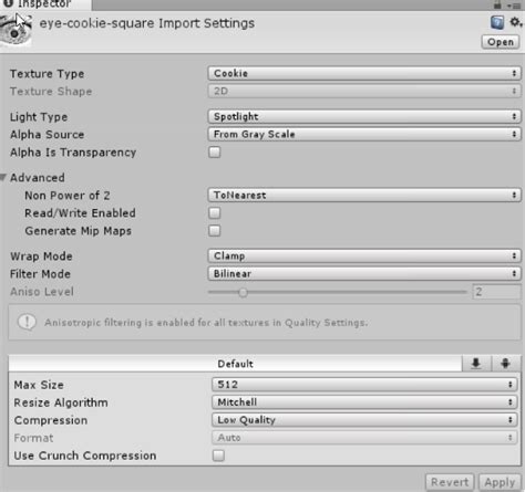 Unity Projected Light Cookie Has Its Texture Edges Instead Of