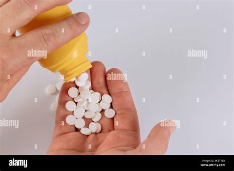 During Course Of Medical Treatment There Is Rash On Hands Caused By Medicinal Pills Stock Photo