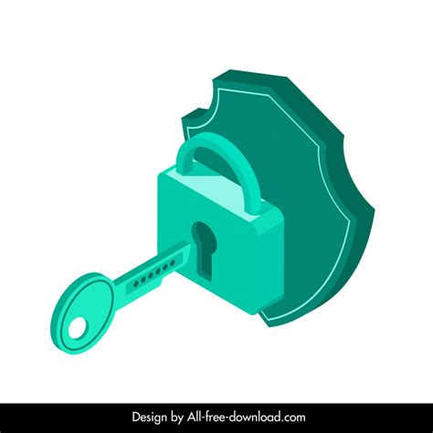 Technology Security Sign Icon 3d Key Lock Shield Sketch Vectors Images