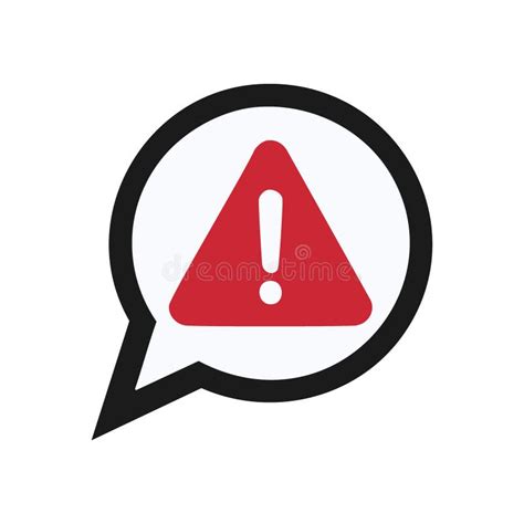 alert speech bubble red triangle with exclamation mark in a speech bubble stock vector