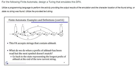 Solved For The Following Finite Automata Design A Turing