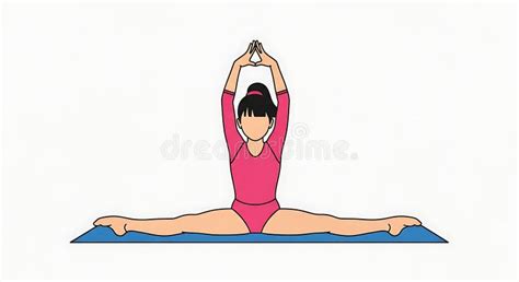 Gymnastics Split Cartoon Girl In Leotard Doing Splits Stock