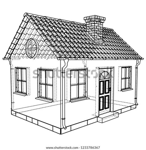 Private House Sketch Vector Rendering 3d 스톡 벡터 로열티 프리 1233786367 Shutterstock