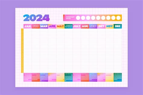 Шаблон годового планировщика Gradient 2024 Бесплатно векторы