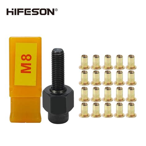 Hifeson 핸드 리벳 너트 공구 헤드 너트 M3 용 스틸 너트가있는 수동 리벳 터 리벳 너트 공구 M4 M5 M6 M8