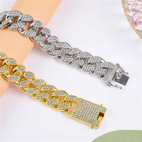 18k Gold Diamond Cuban Chain Bracelet Set Theora And Theora And Co