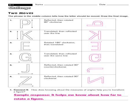 Reflection Translation Rotation Worksheet For 5th 6th Grade Lesson Planet