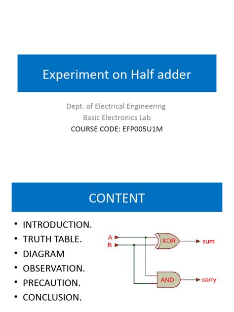 experiment 2 half adder pdf