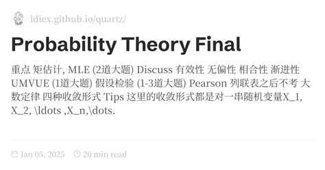 Probability Theory Final