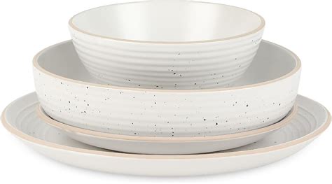 Gibson Home Dinah 16 Piece Double Bowl Stoneware Embossed