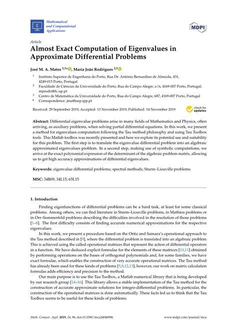 Pdf Almost Exact Computation Of Eigenvalues In Approximate
