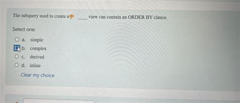 Solved The Subquery Used To Create A View Can Contain An