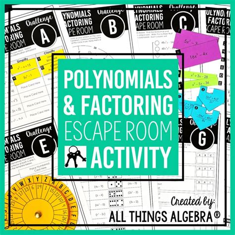 Polynomials And Factoring Escape Room Activity All Things Algebra®