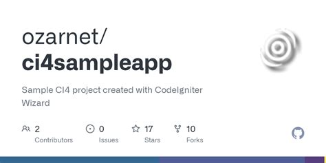 GitHub Ozarnet Ci4sampleapp Sample CI4 Project Created With