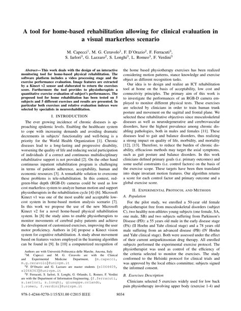 Pdf A Tool For Home Based Rehabilitation Allowing For Clinical Evaluation In A Visual