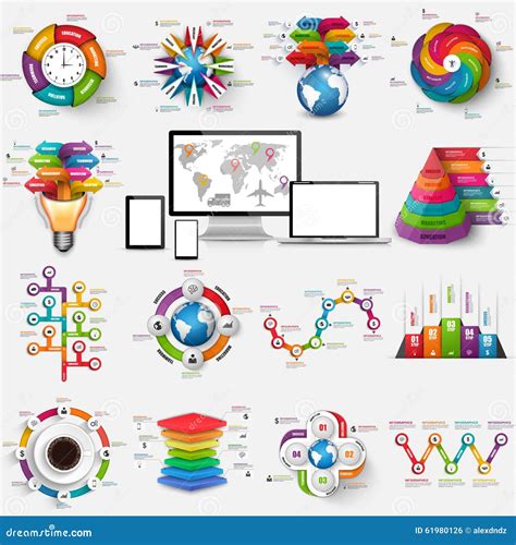 Collection Of Infographic Vector Design Template Stock Vector Illustration Of Circular