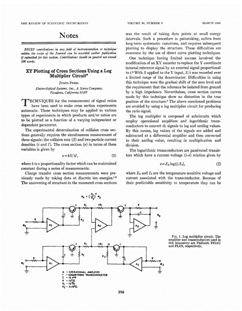 Xy Plotting Of Cross Sections Using A Log Multiplier Circuit Review Of Scientific Instruments