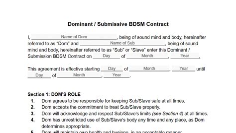 Free Dom Sub Contract Template Free Printables Hub