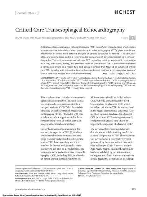Pdf Critical Care Transesophageal Echocardiography